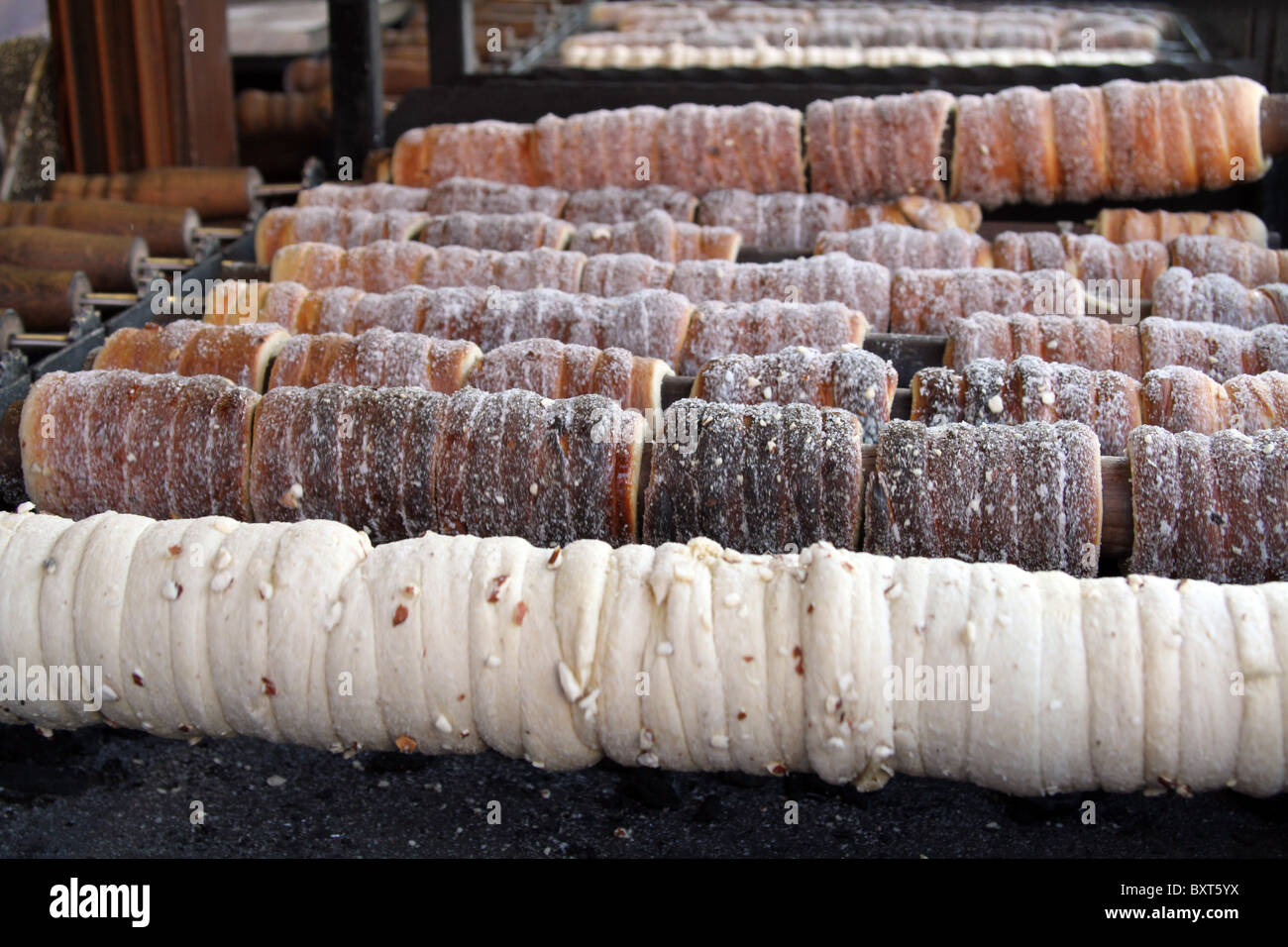 Trdelnik sweet pastry stall at the traditional Christmas market in ...