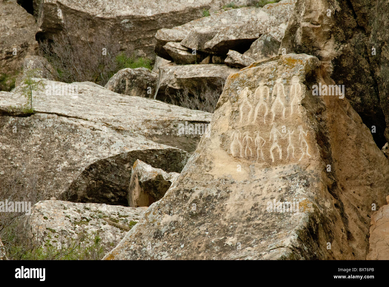 Prehistoric rock engravings and petroglyphs in the Gobustan region of ...