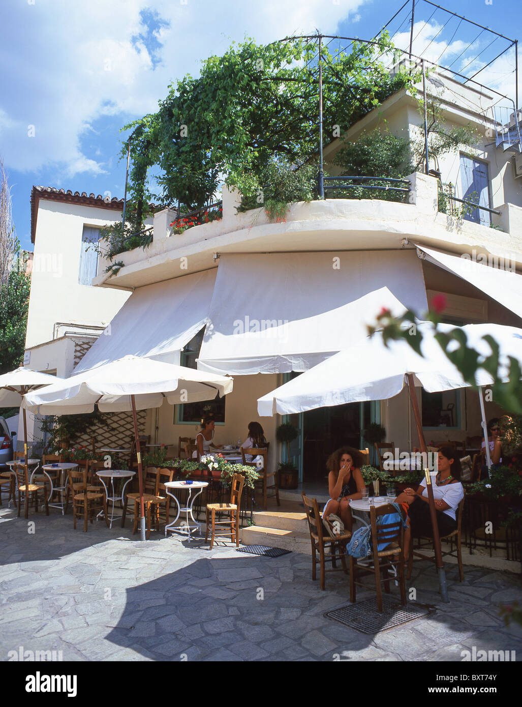 Greek outdoor restaurant, Pláka, Athens, Central Athens, Attica, Greece ...