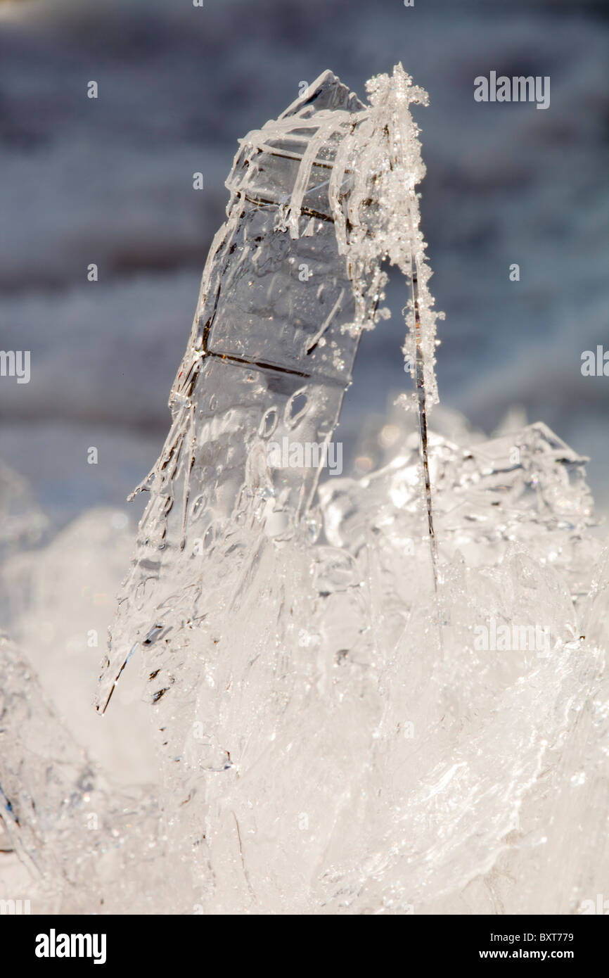 River ice formed in Ambleside, UK, during the big chill of December ...
