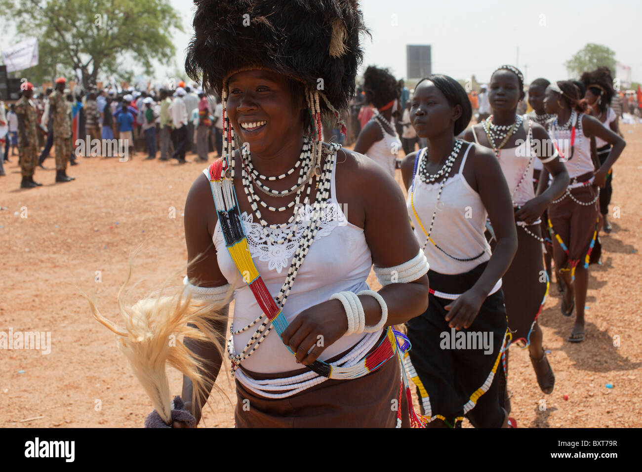 Tribal dancers take part the final independence event in Juba to ...