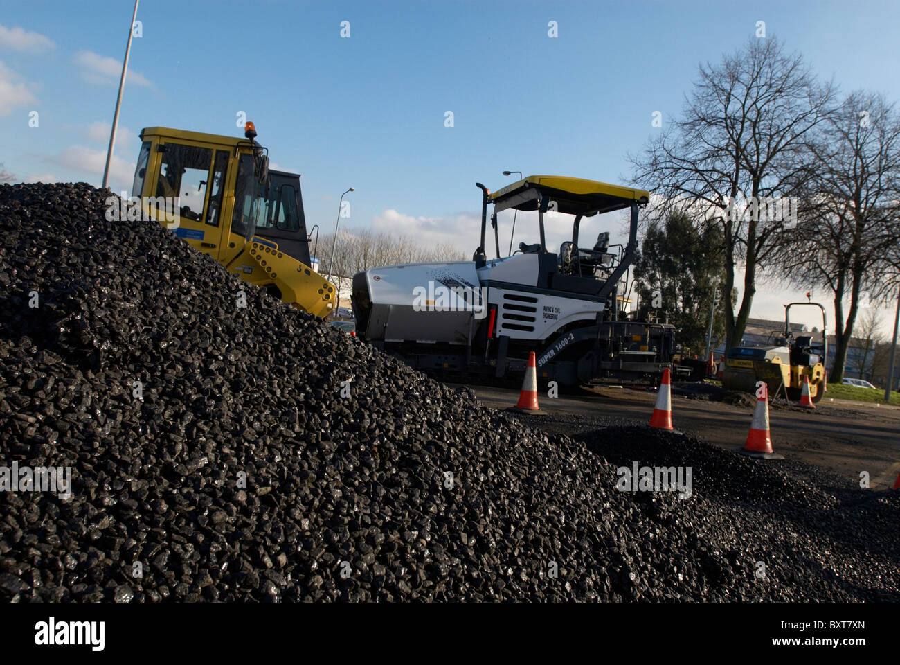 Pile of asphalt during roadworks Stock Photo - Alamy