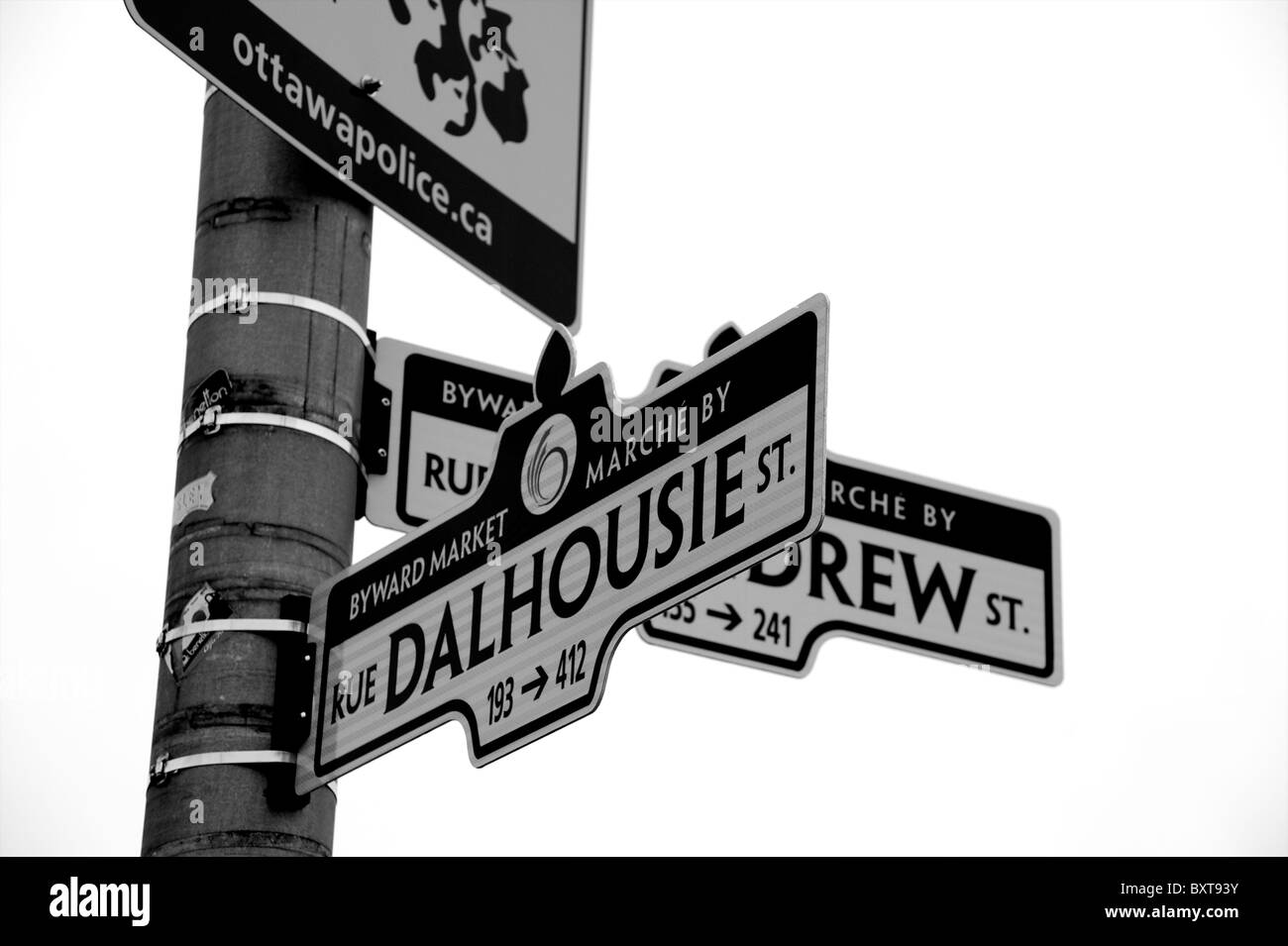 Canada road signs Black and White Stock Photos & Images - Alamy