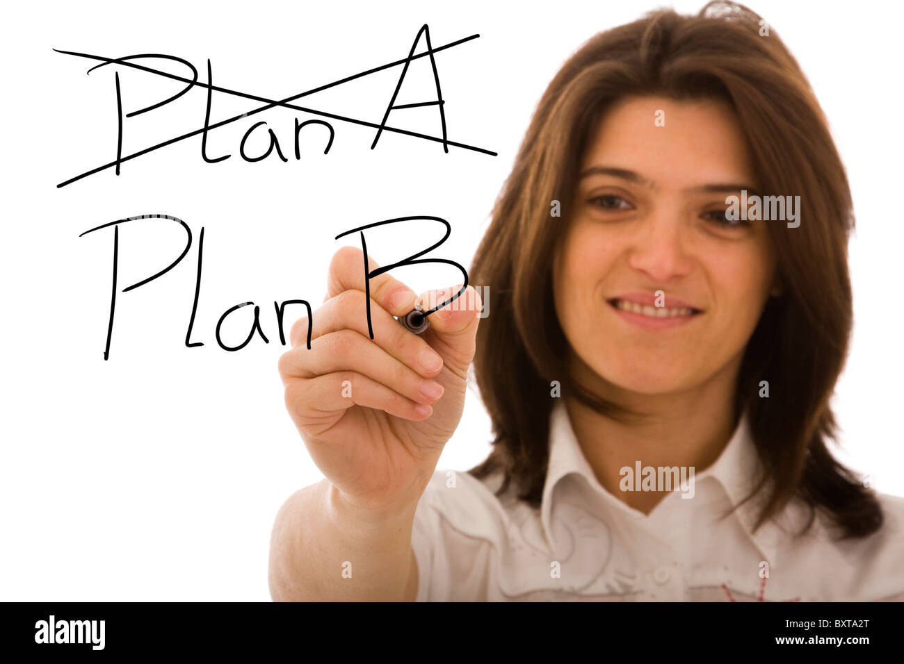 Businesswoman making choosing her strategy with the second plan Stock ...