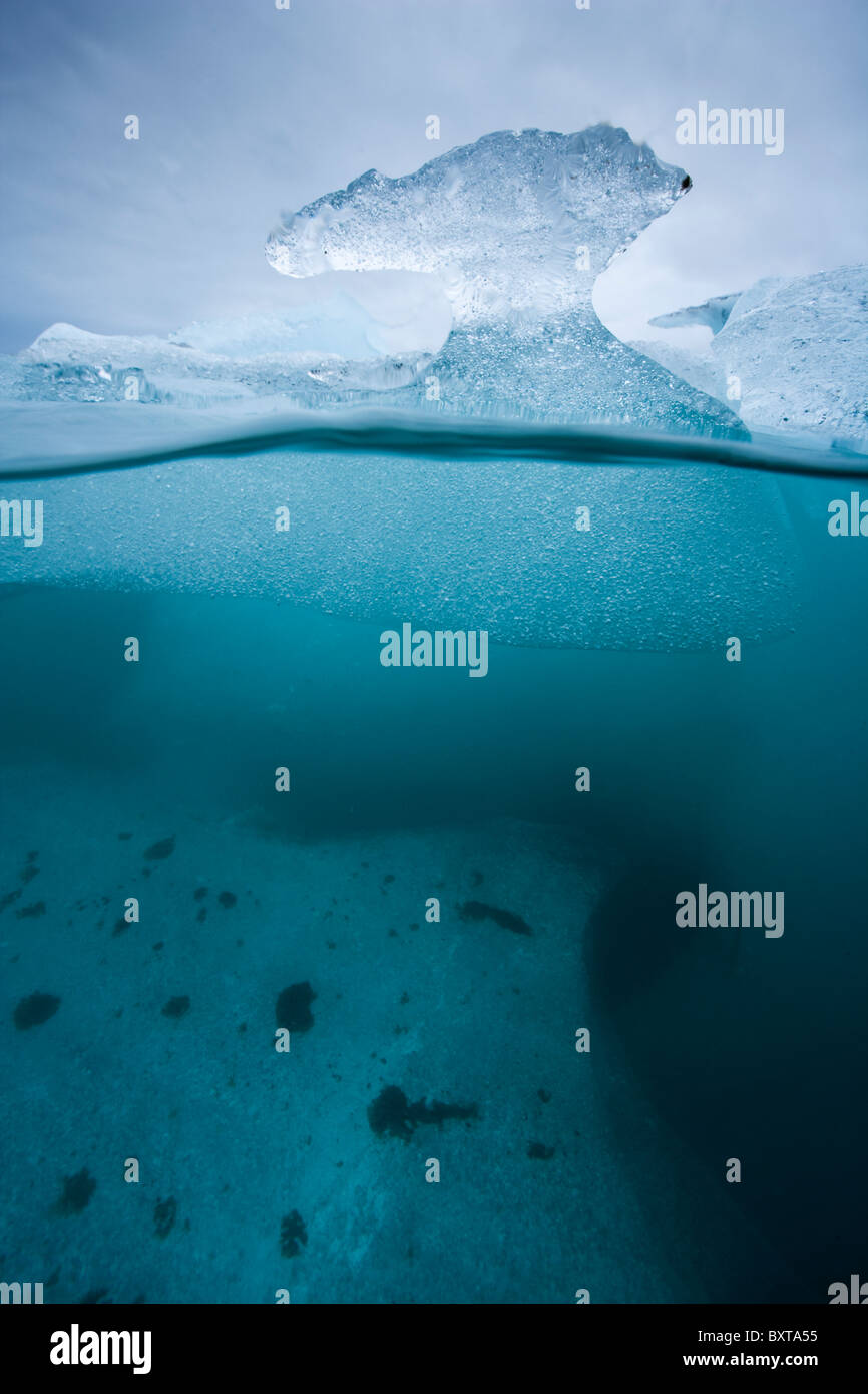 Iceland, Skaftafell National Park, Underwater view of icebergs from ...