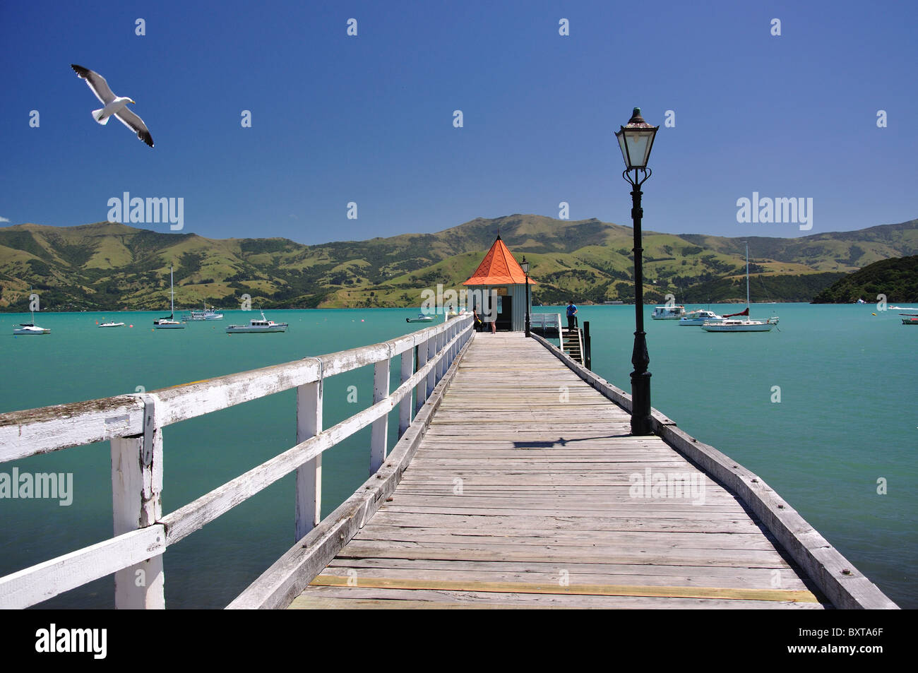 Daly's Wharf, French Bay, Akaroa, Banks Peninsula, Canterbury Region ...