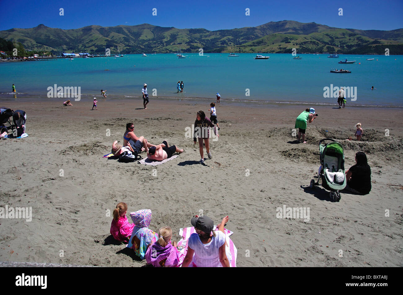French Bay beach, Akaroa, Banks Peninsula, Canterbury Region, New ...