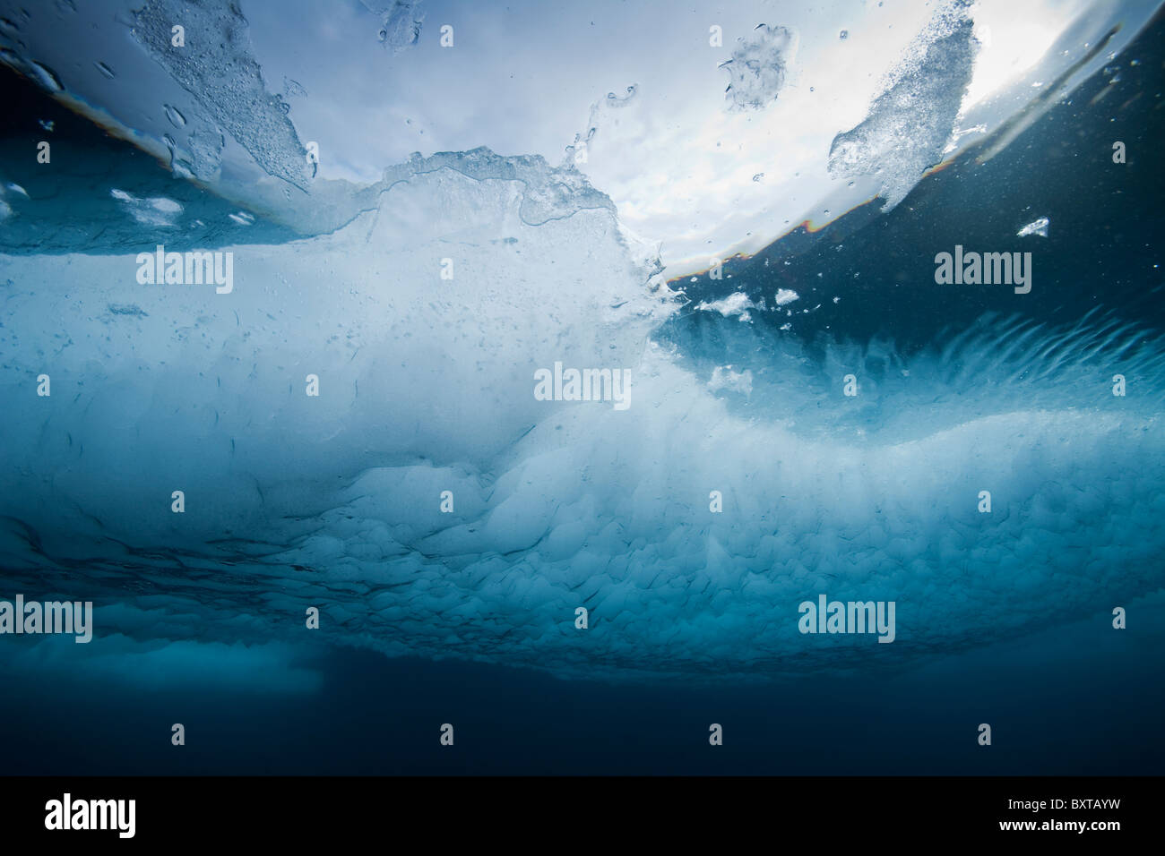 Norway, Svalbard, Underwater view of sea ice in Beverley Strait in ...