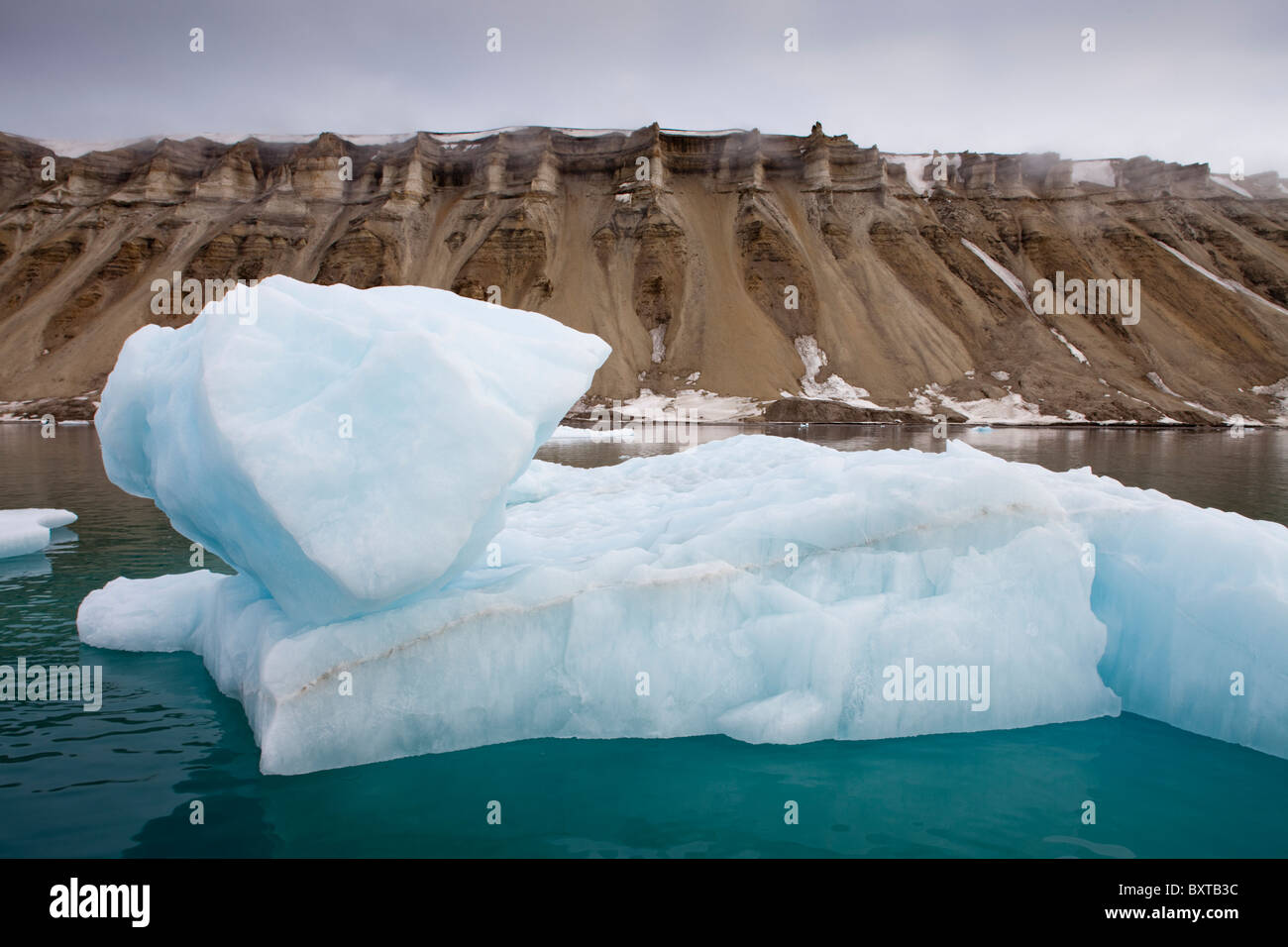 Norway Svalbard Spitsbergen Island Glacial iceberg floating beneath ...