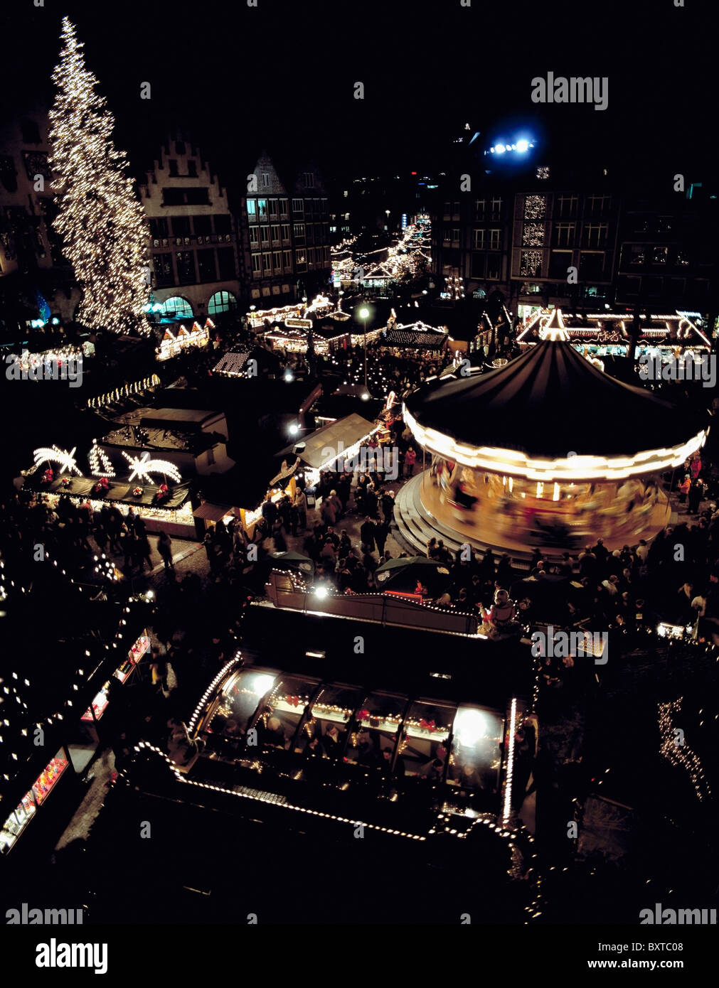 Christmas Market At Night, Aerial View Stock Photo - Alamy
