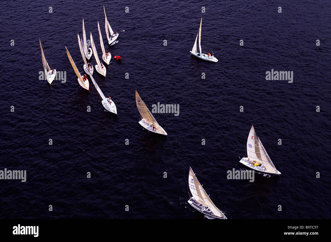 Yacht Racing, Aerial View Stock Photo - Alamy