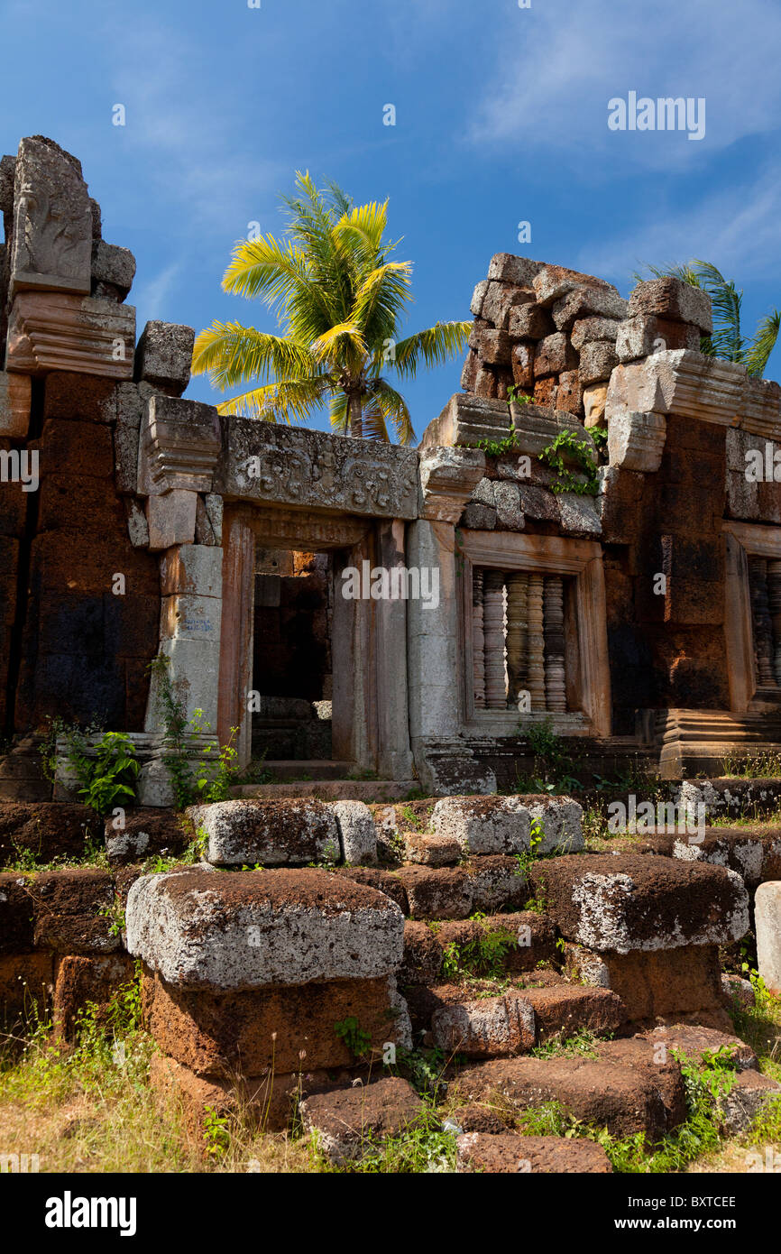 The collapsed temple ruins of Phnom Chisor - Takeo Province, Cambodia ...