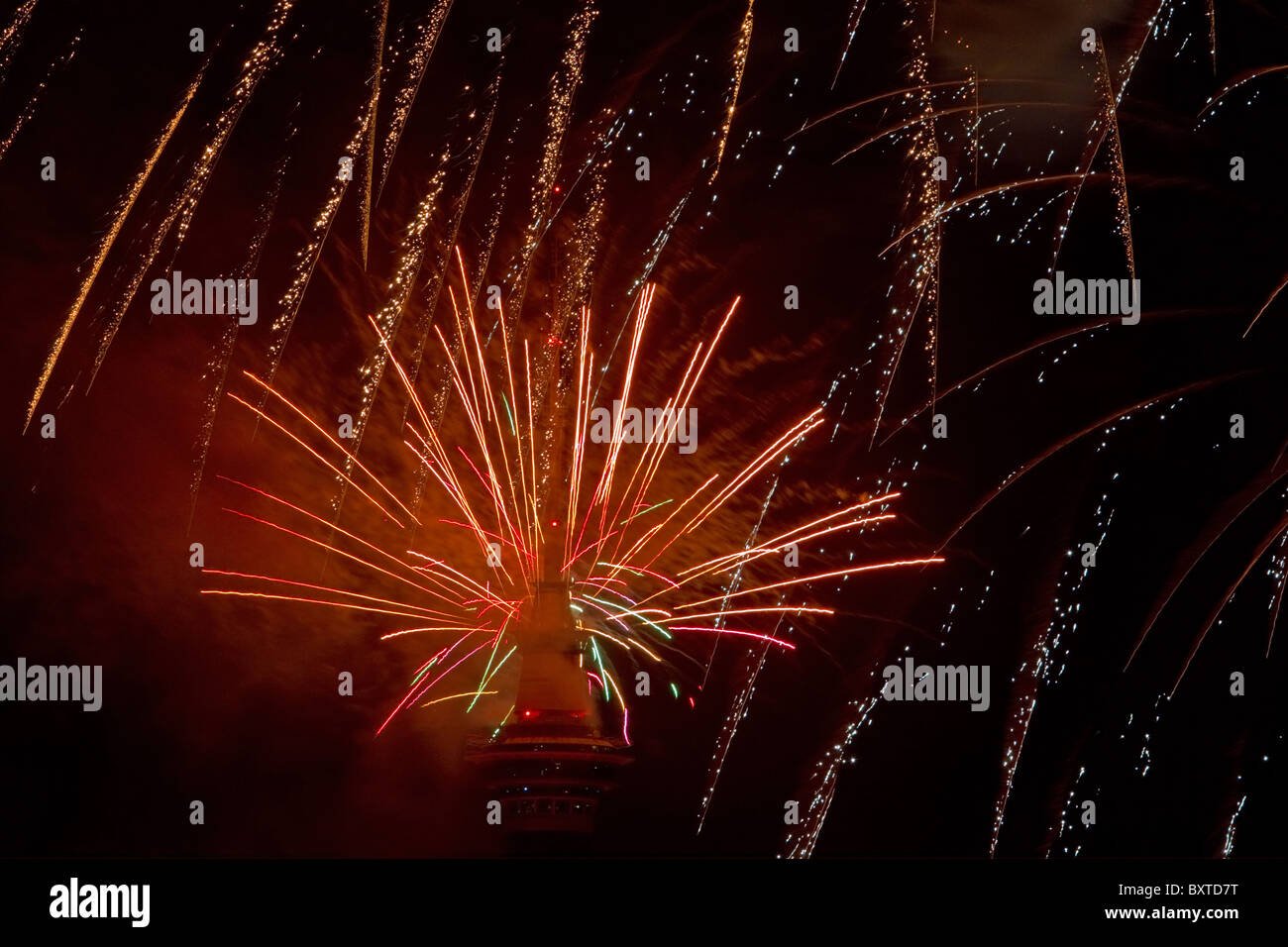 Fireworks over Auckland City celebrate the start of 2011, Auckland, New ...