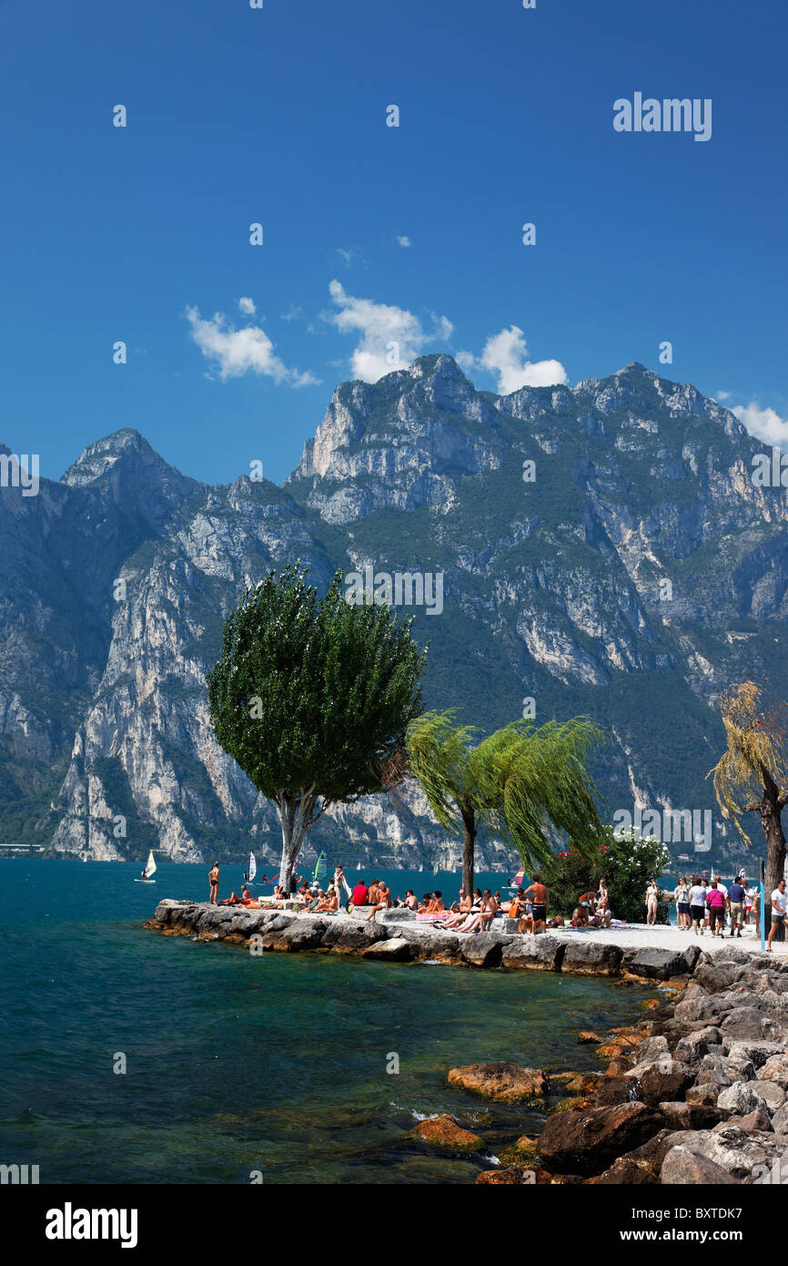 People on the beach, Torbole, Lake Garda, Trento, Italy Stock Photo - Alamy