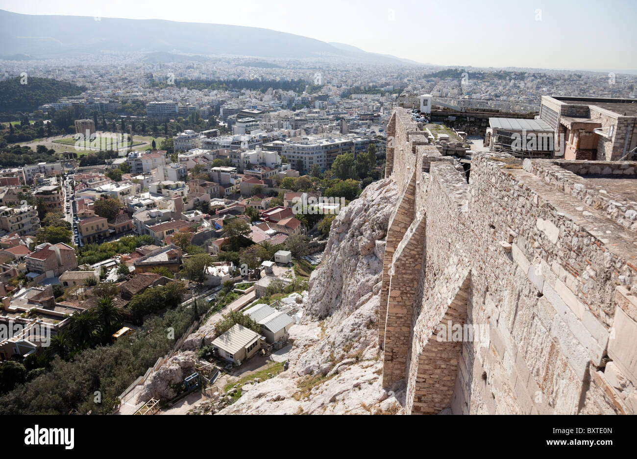 Ancient wall of Acropolis and the cityscape of Athens Stock Photo - Alamy