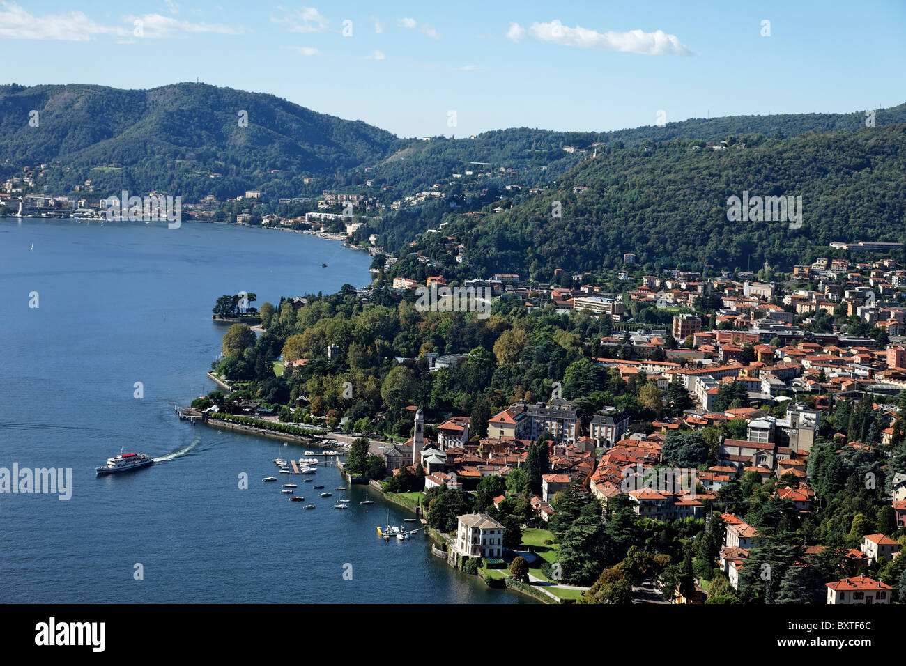 Hight angle view, Lakeside Cernobbio, Lake Como, Lombardy, Italy Stock ...