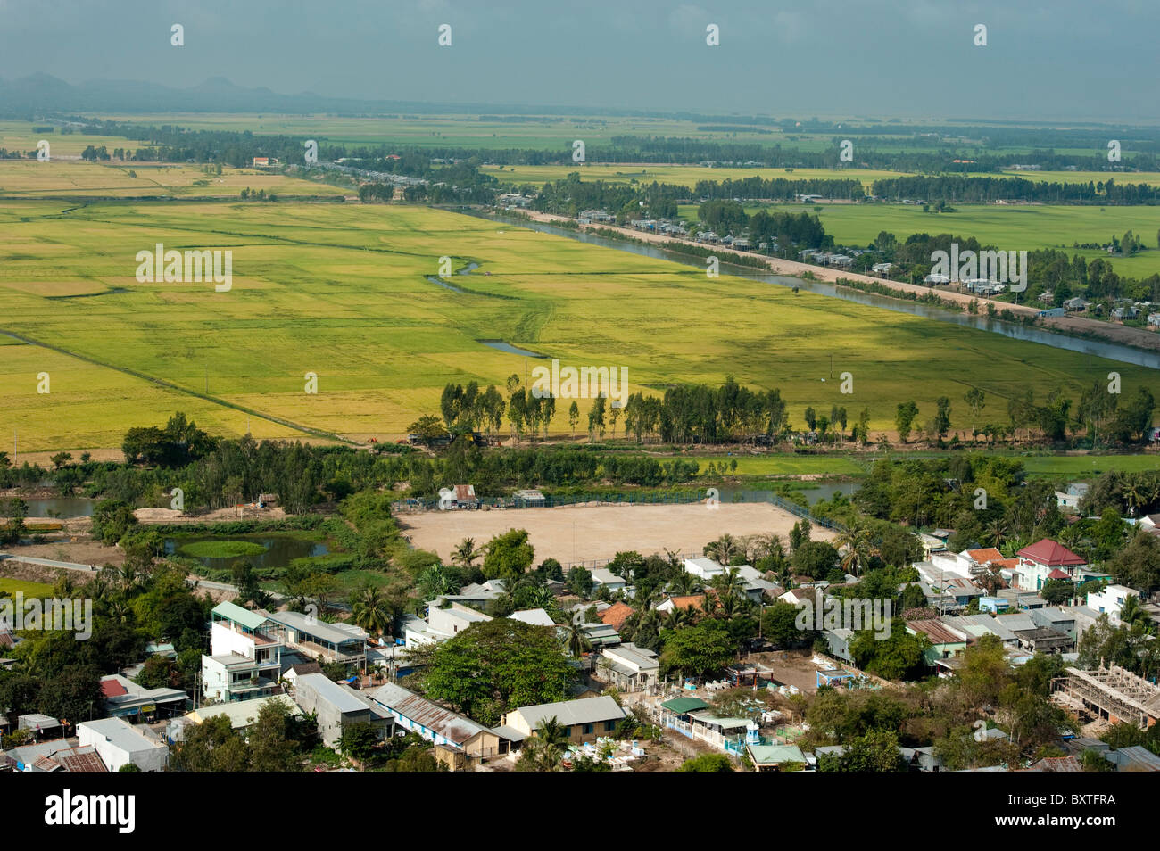 View of rice paddies and Chau Doc town from Sam mountain, Mekong Delta ...