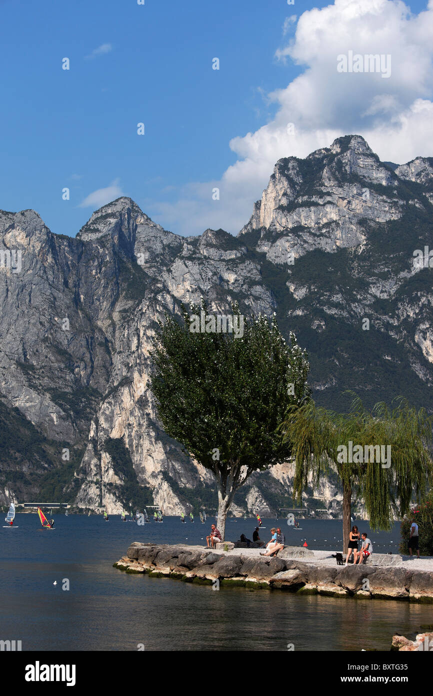 People on the beach, Torbole, Lake Garda, Trento, Italy Stock Photo - Alamy