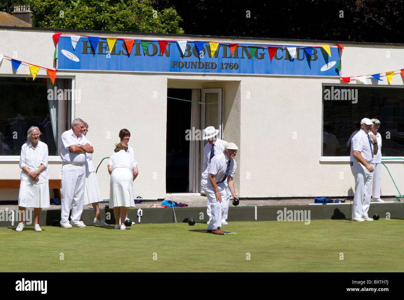 Players at Helston Bowling Club, Helston, Cornwall, United Kingdom ...