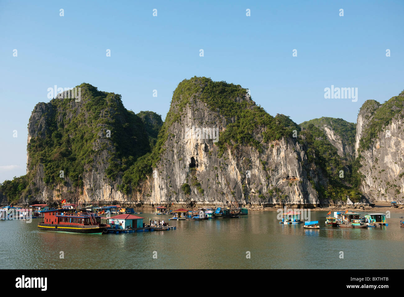 Floating village in Halong Bay, Vietnam Stock Photo - Alamy