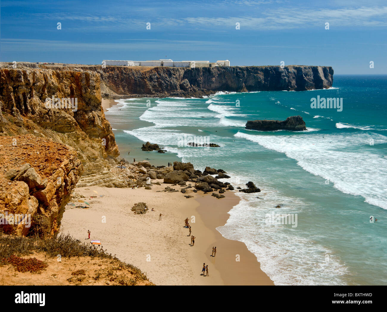 Algarve, The Promontory And Fortress And Praia Do Tonel Beach Stock ...
