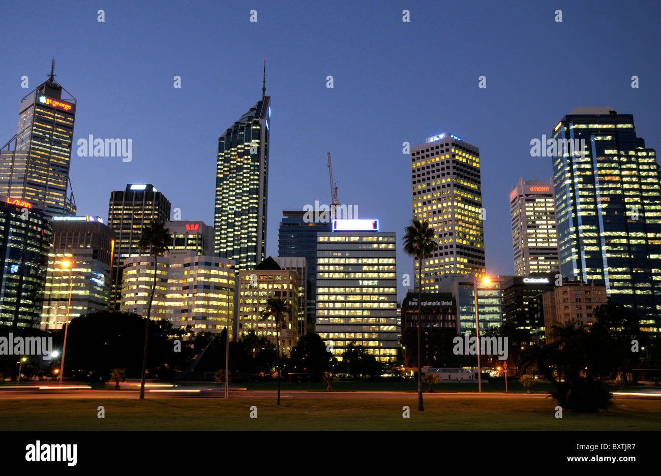 City Skyline At Night In Perth Wa Australia Stock Photo - Alamy