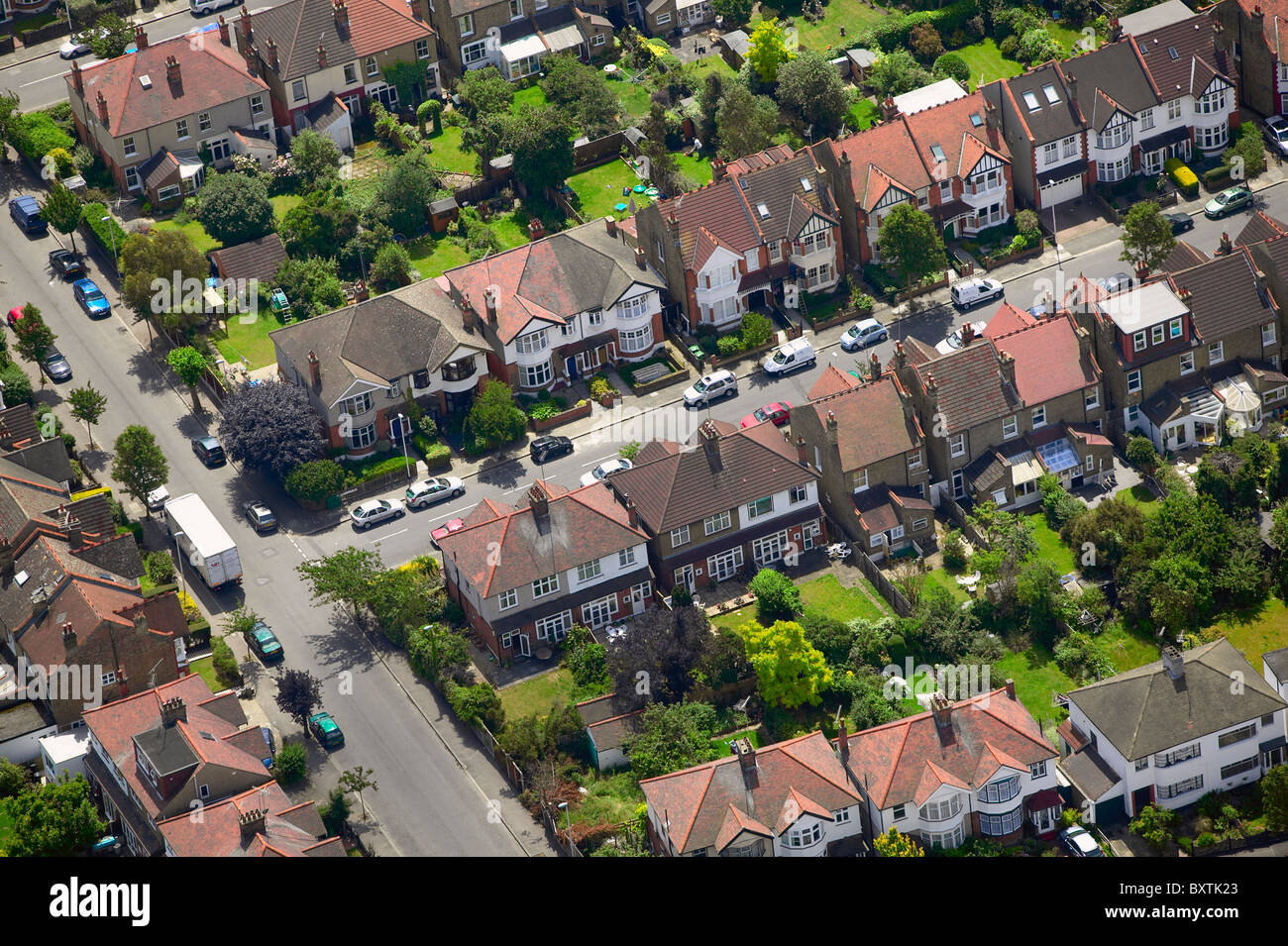 Aerial view of East London suburb Thames Gateway London UK Stock Photo ...