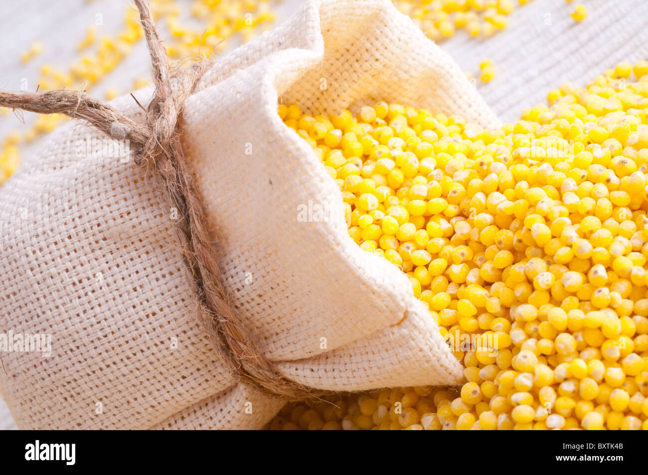 raw Millet in small sack Stock Photo - Alamy