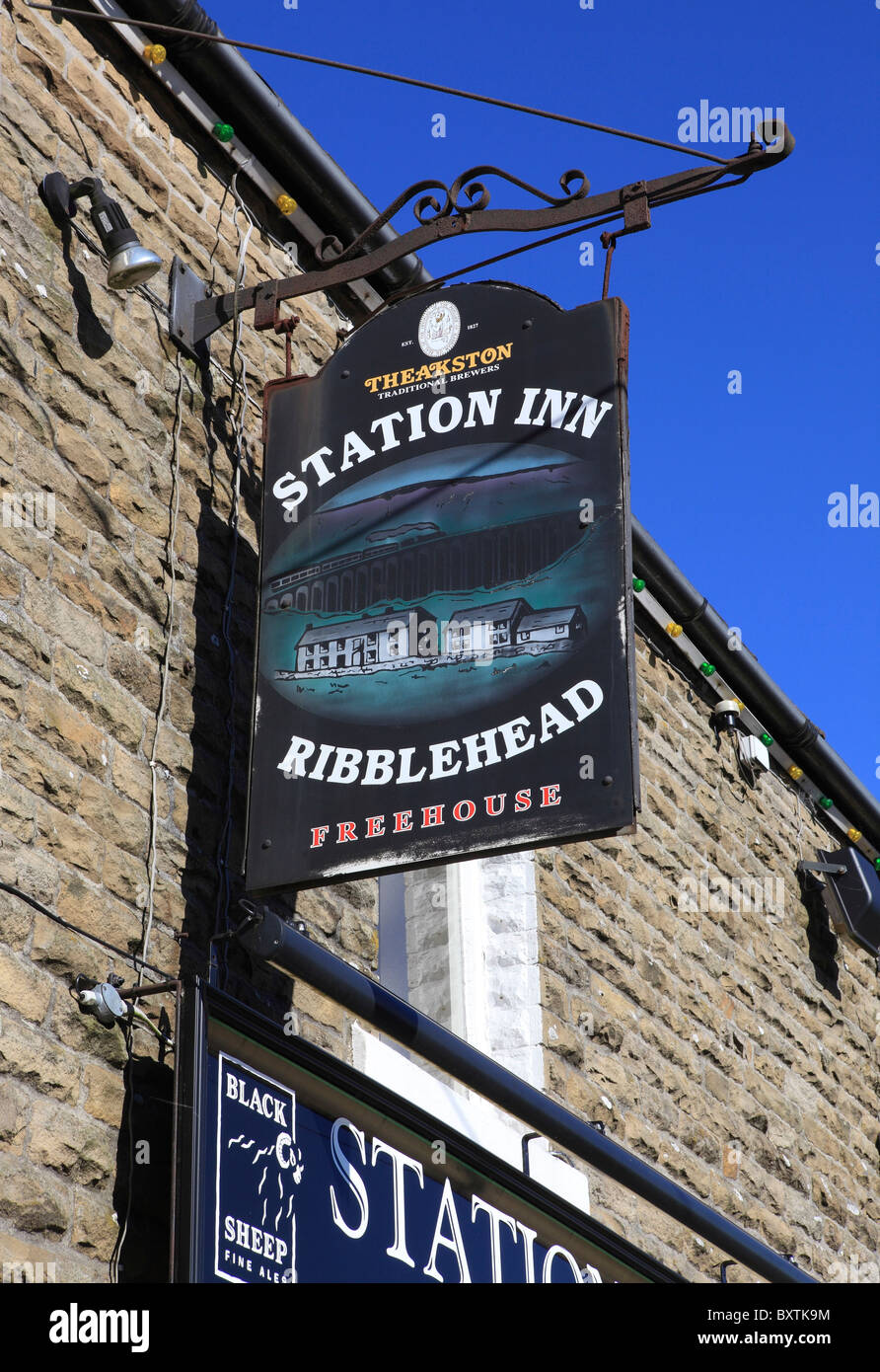 North Yorkshire, Ribblehead, Station Inn Sign Stock Photo - Alamy