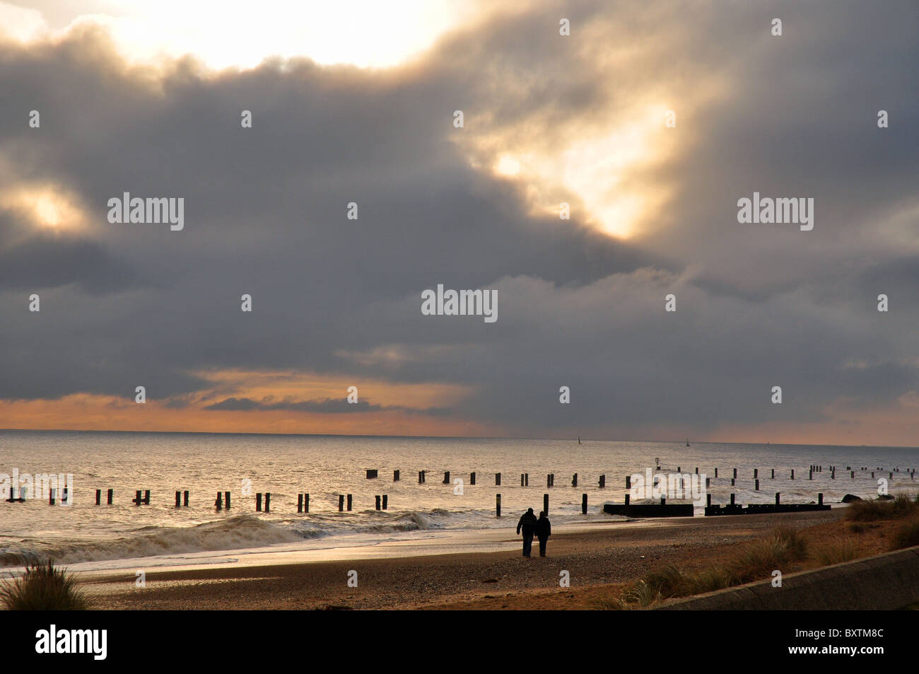 Lowestoft, Suffolk, England: winter afternoon sun on the North Beach ...