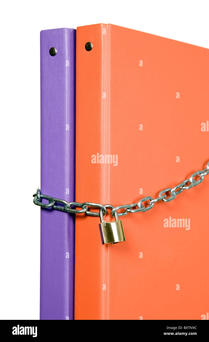 Two catalogs of documents are locked with chain Stock Photo - Alamy
