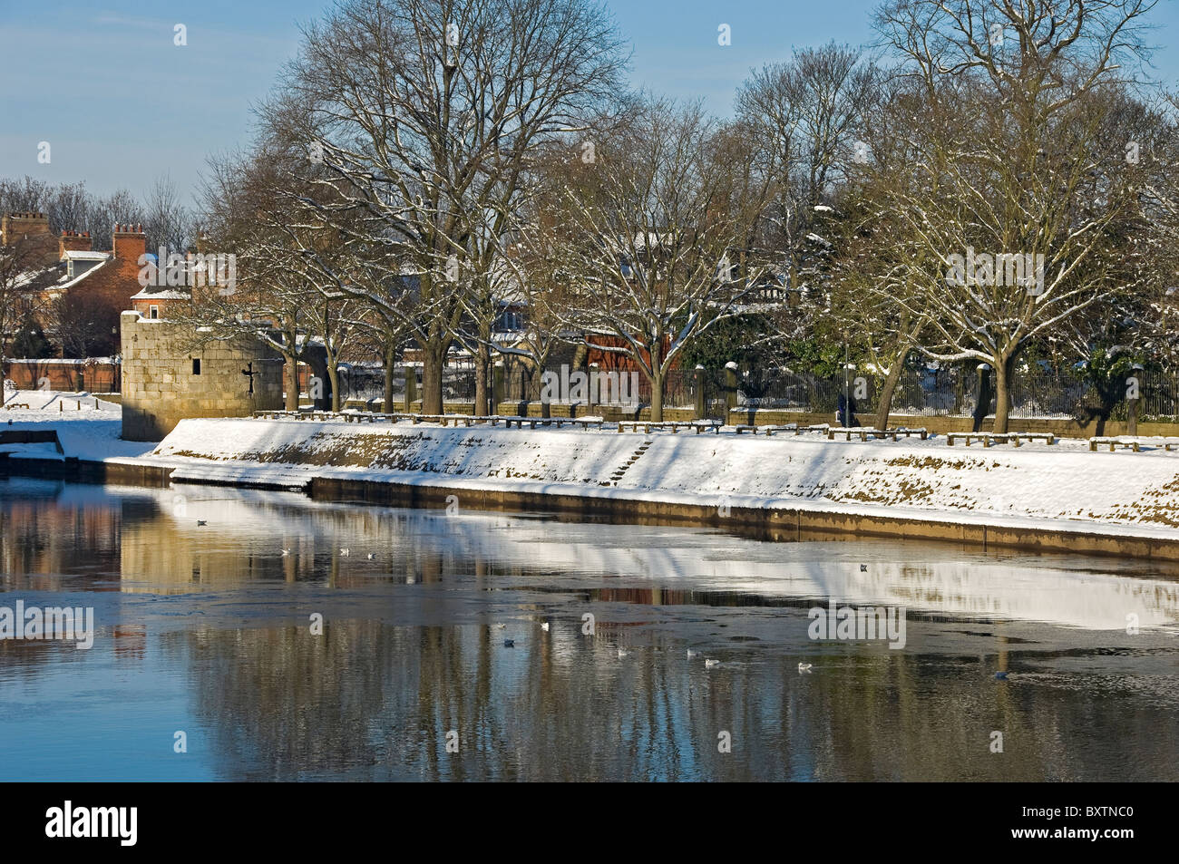 Marygate Tower and River Ouse in winter York North Yorkshire England UK ...
