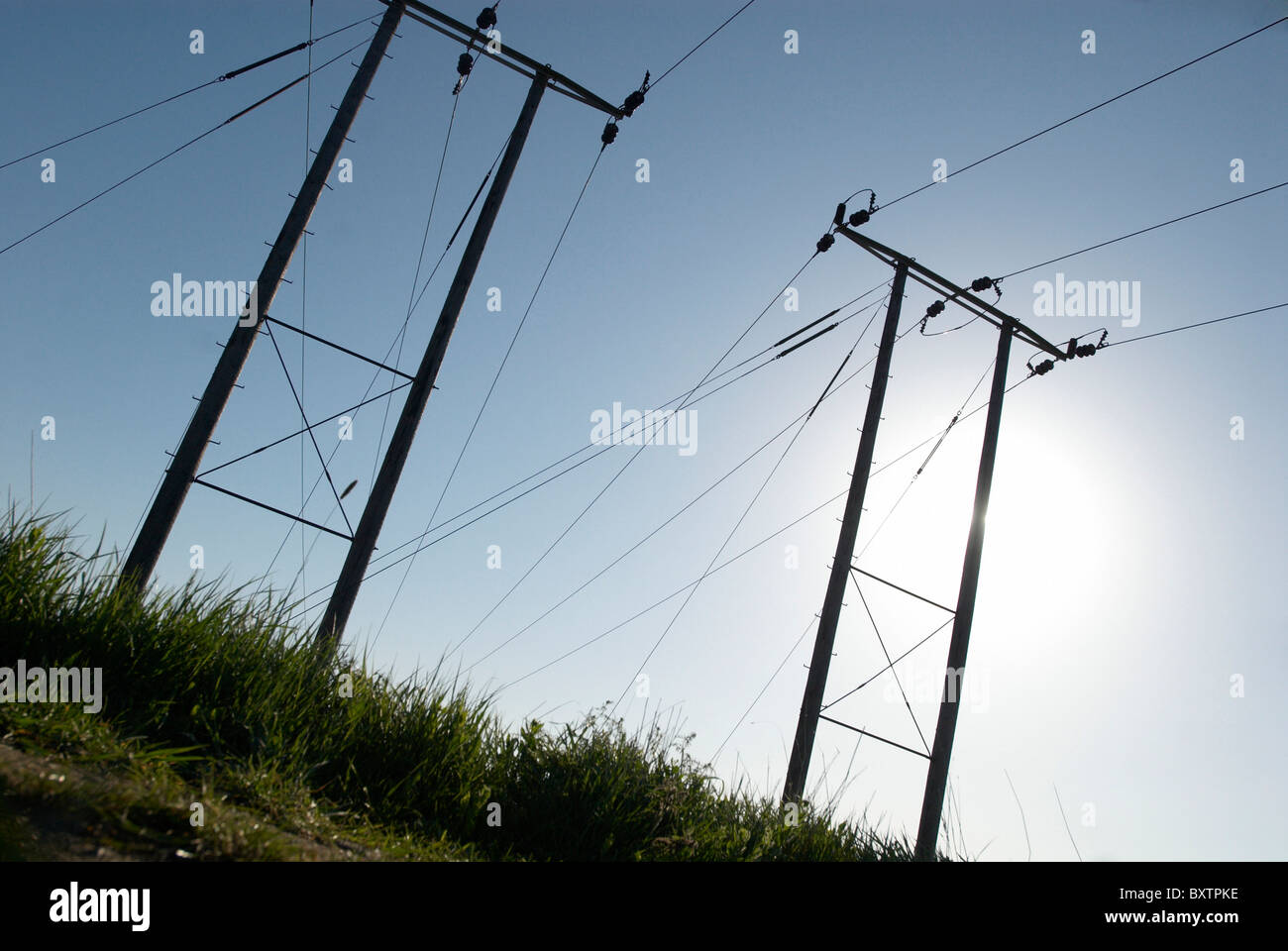 Telegraph cables Essex UK Stock Photo - Alamy