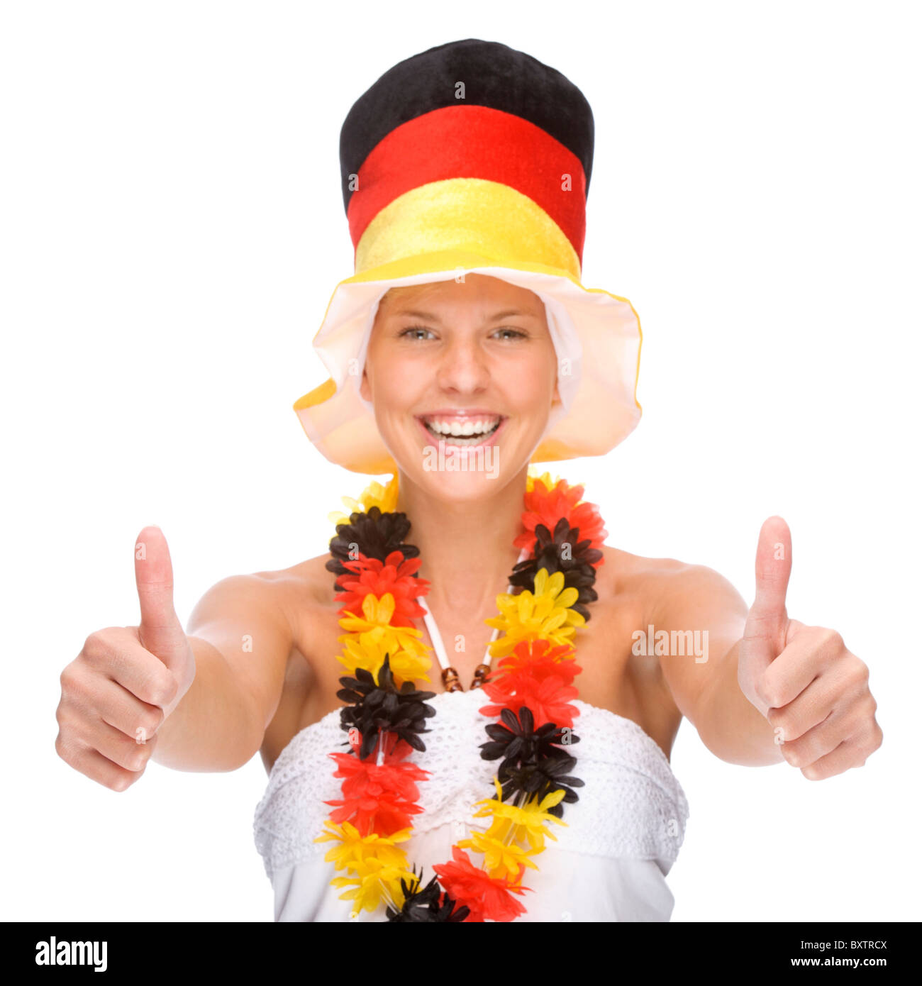 Full isolated portrait of a beautiful german soccer fan Stock Photo - Alamy