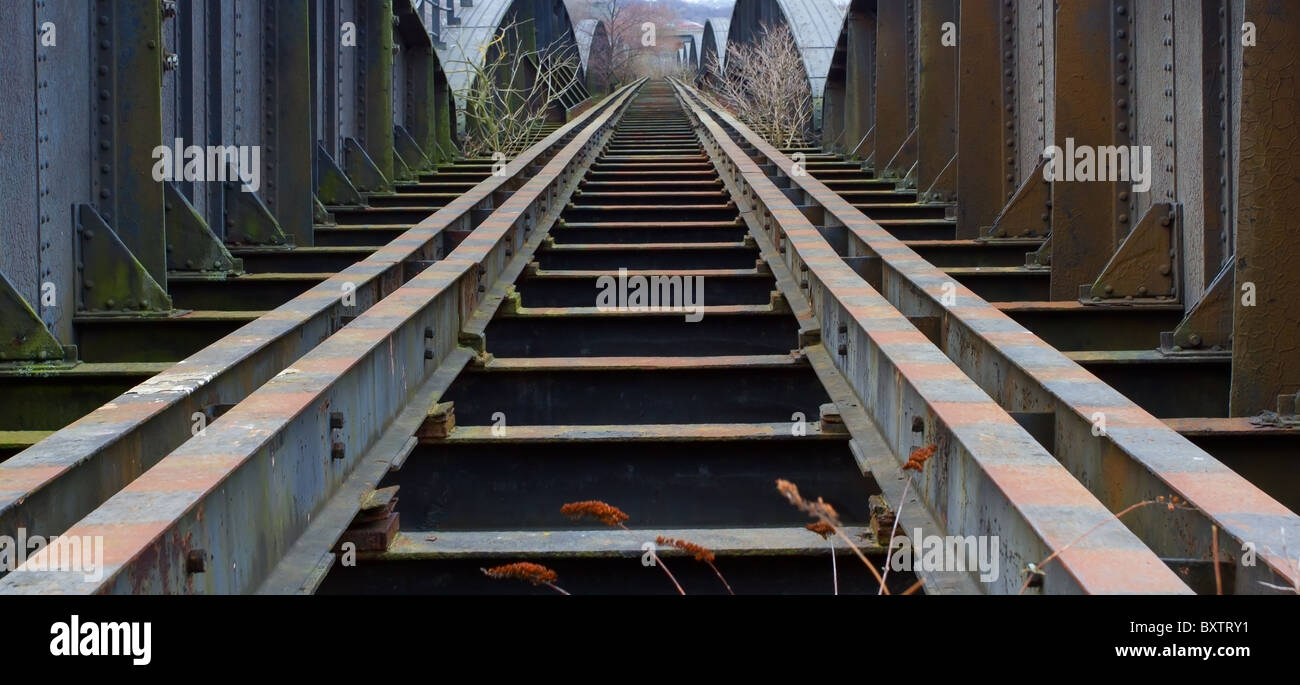 Old Railway Bridge between Blaydon and Scotswood on Tyneside Stock ...