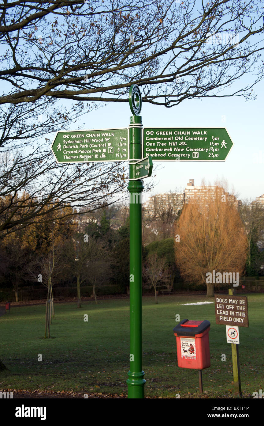 Signage for the Green Chain Walk in south London, UK Stock Photo - Alamy