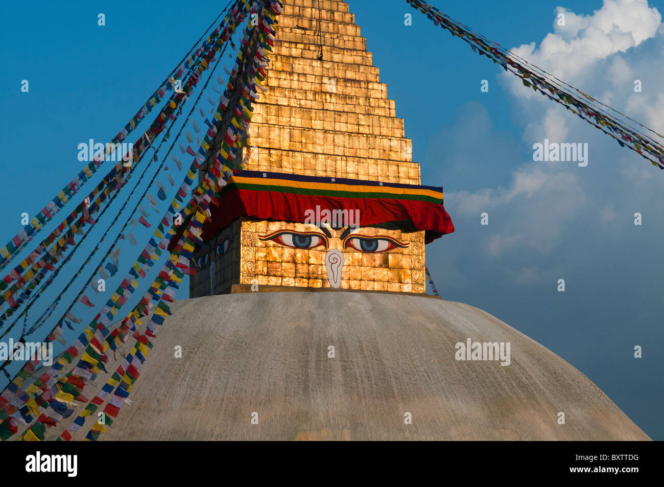 The eyes of Nepal, the Tibetan Buddhist stupa of Boudhanath in ...
