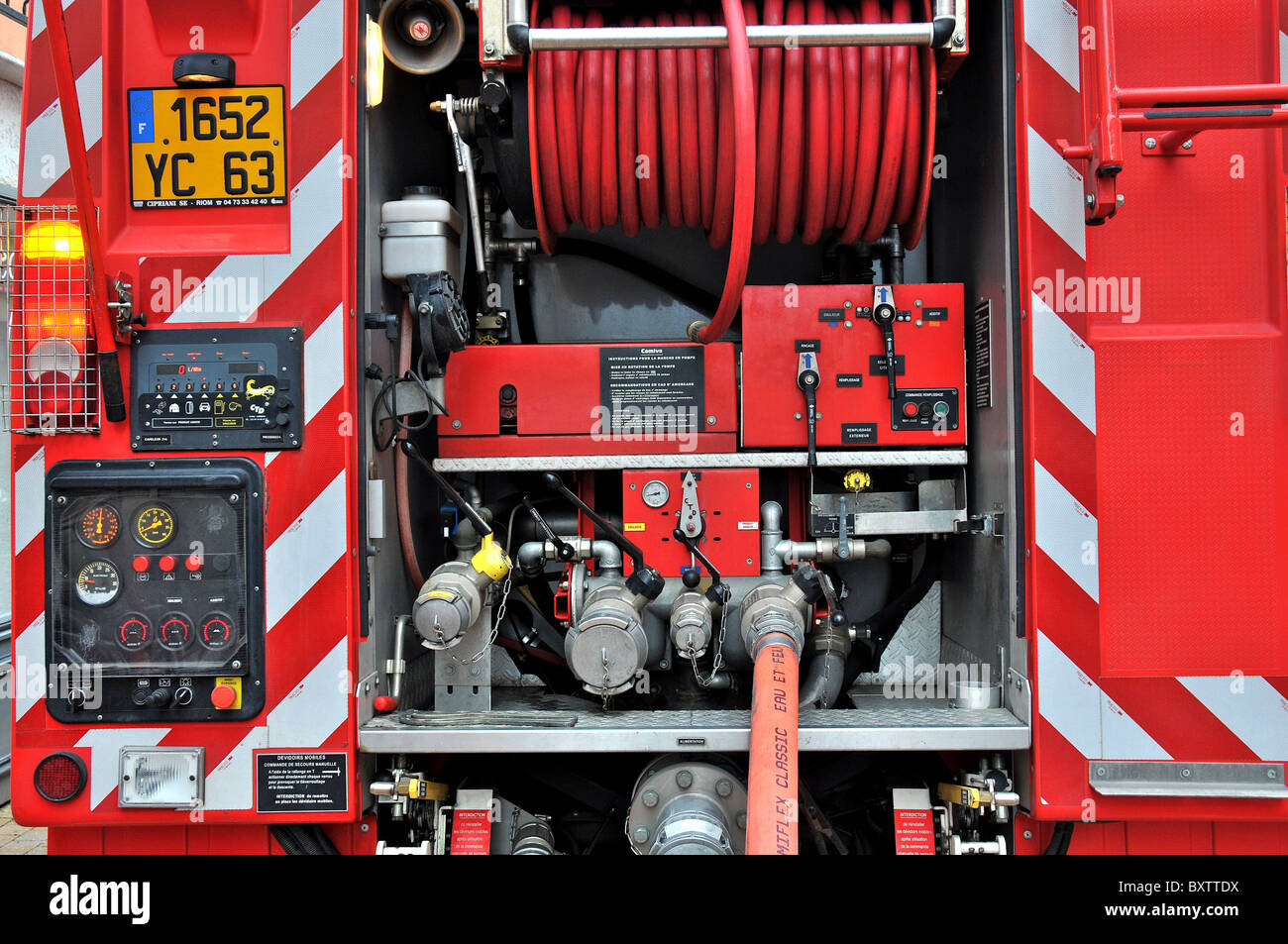 fire truck gauge dial hosepipe France Stock Photo - Alamy