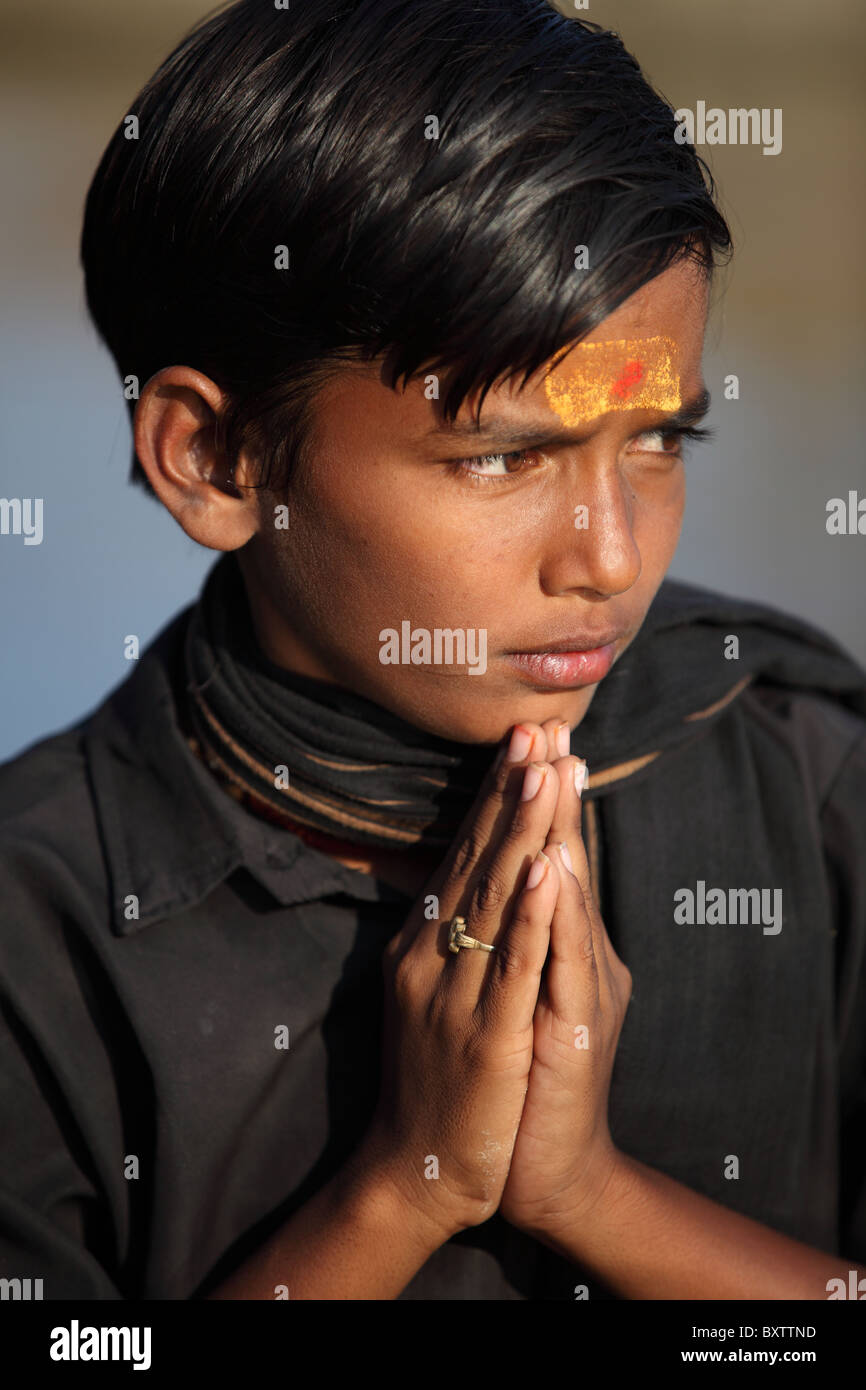 Portrait of an indian ayyappa boy Andhra Pradesh South India Stock ...