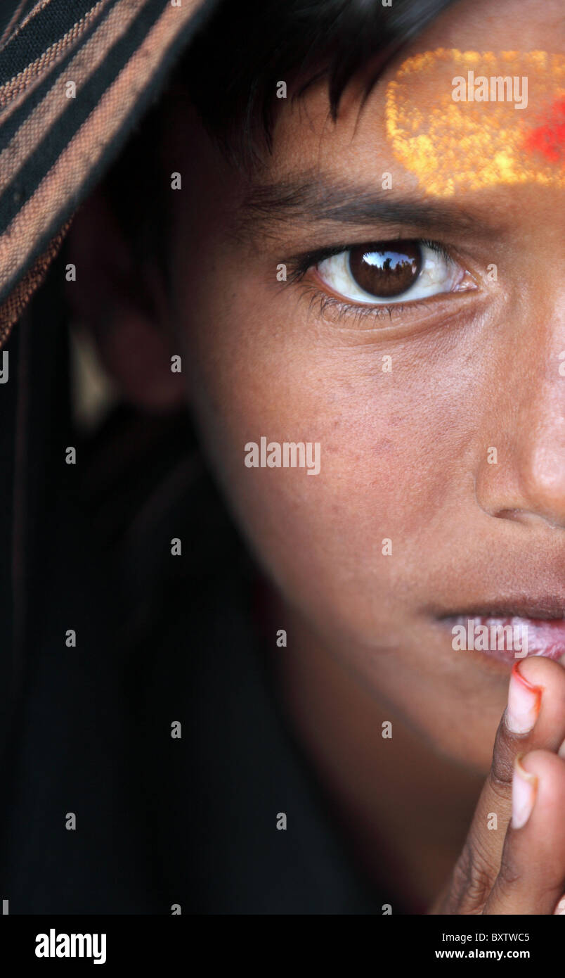 Portrait of an Indian ayyappa boy Andhra Pradesh South India Stock ...