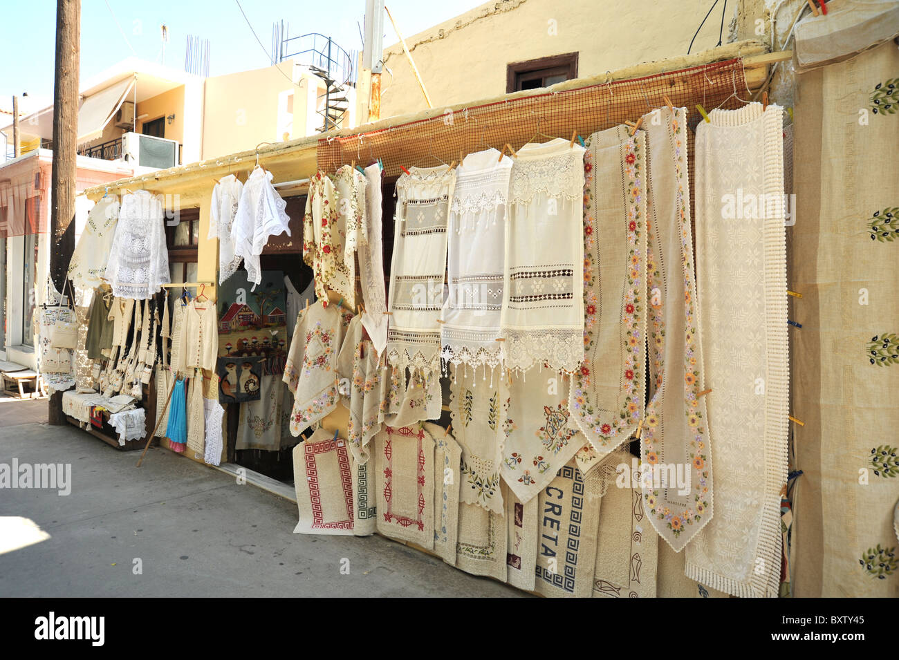 Clothing and shops selling local crafts in Fodele, Crete, Greece Stock ...