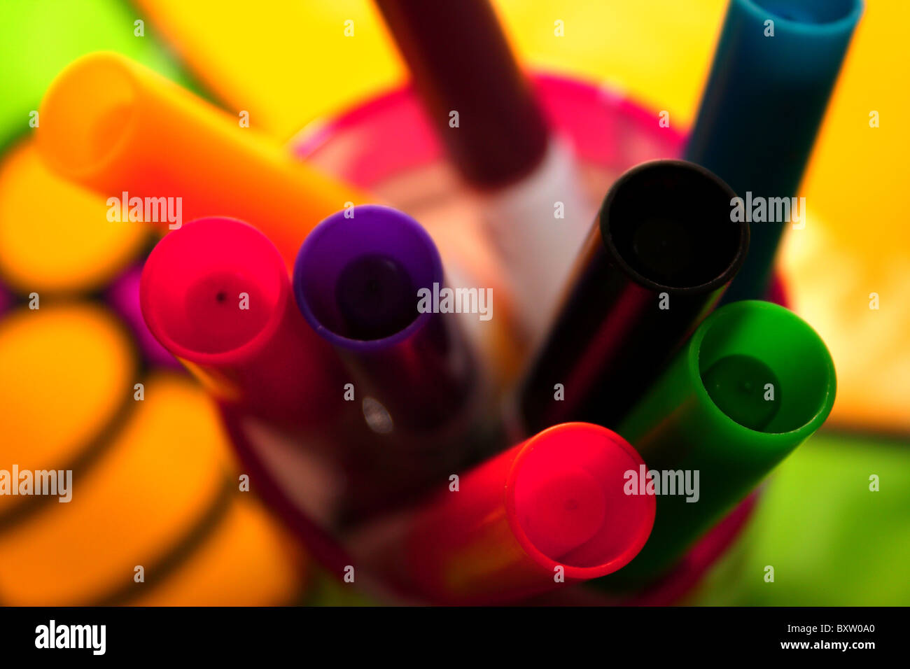 Colouring pens pot hi-res stock photography and images - Alamy