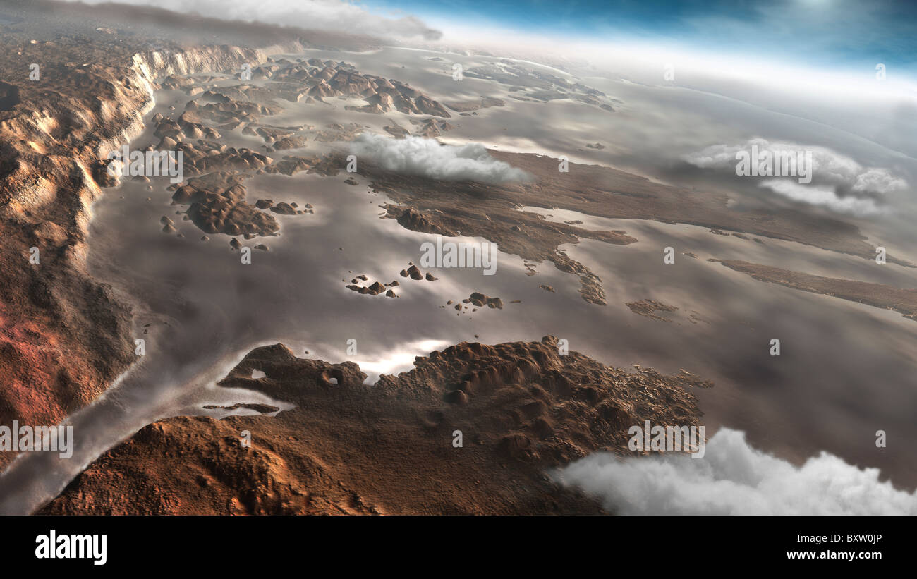 A flooded Aram Chaos region on the planet Mars Stock Photo - Alamy