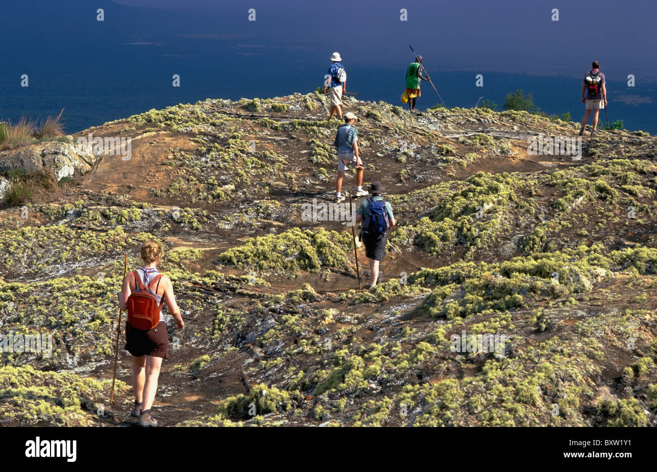Local Guide And Tourists On Walking Safari Stock Photo - Alamy