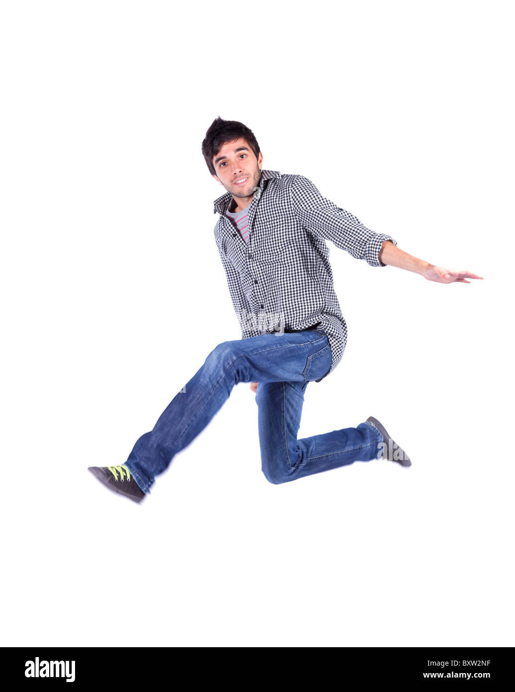 Handsome caucasian man jumping Cut Out Stock Images & Pictures - Alamy