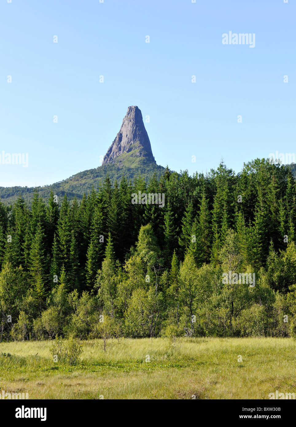 Phallic-like moubtain peak in Steigen, North Norway Stock Photo - Alamy