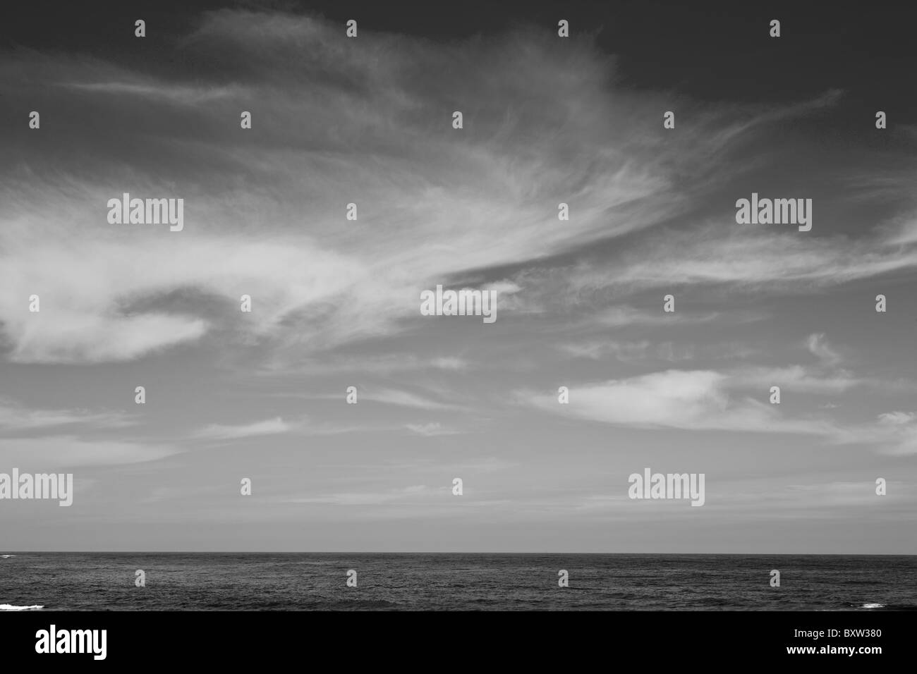 Australia, Victoria, Cape Patton, Tasman Sea and cirrus clouds in blue ...
