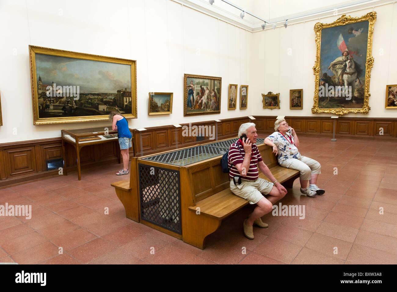 People listening to audio guides in the Museum of Fine Arts, Budapest ...
