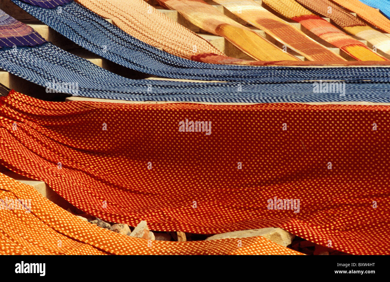 Sari fabrics drying in sun Stock Photo - Alamy
