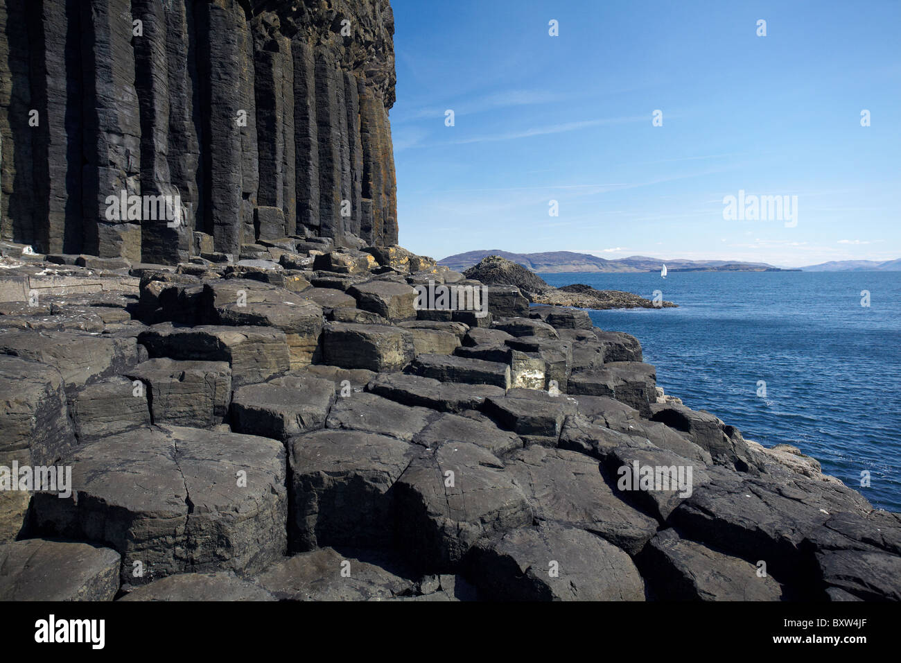Basalt columns and steps, Staffa, off Isle of Mull, Scotland, United ...